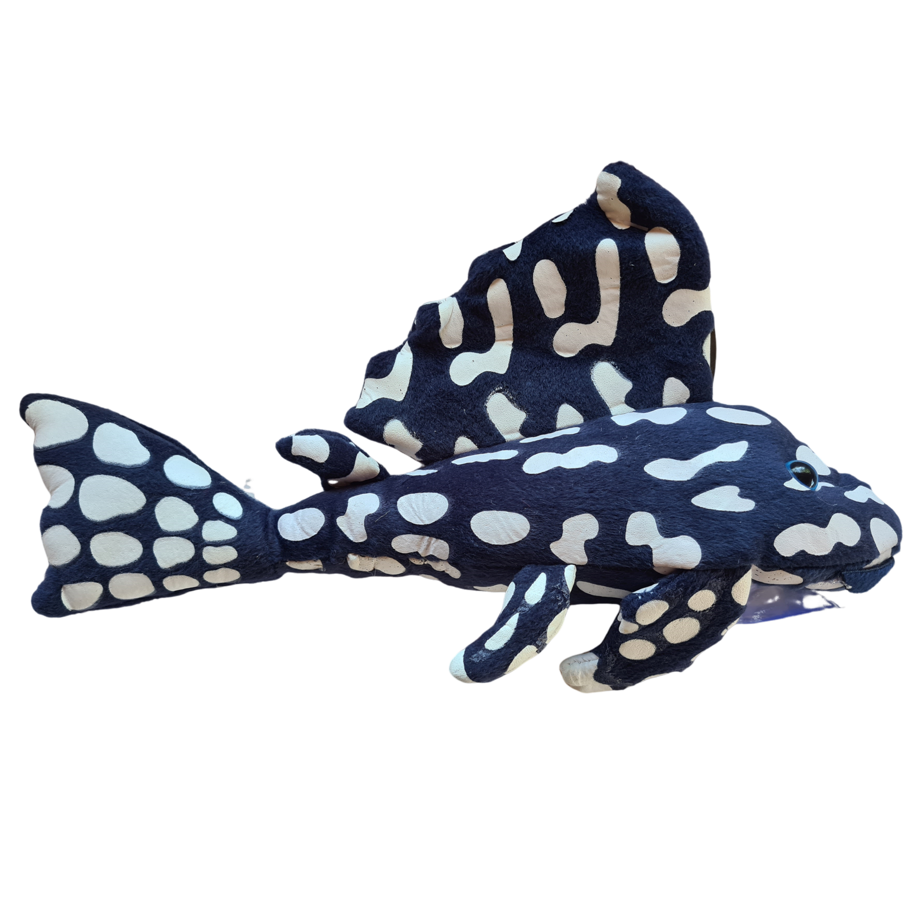 Dark Blue Pleco Plush Toy with White Spots & Suction Cup Mouth ...
